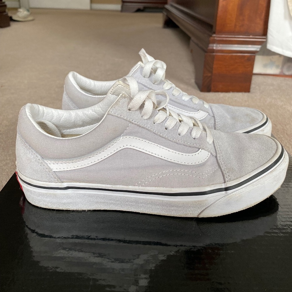 Light Grey Suede Canvas Old Skool Vans - Gem
